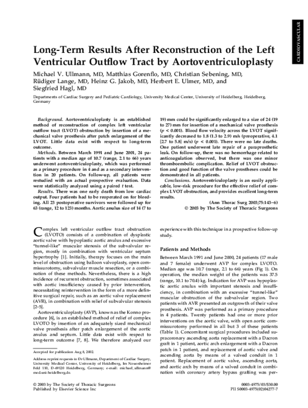 (PDF) Long-term results after reconstruction of the left ventricular ...