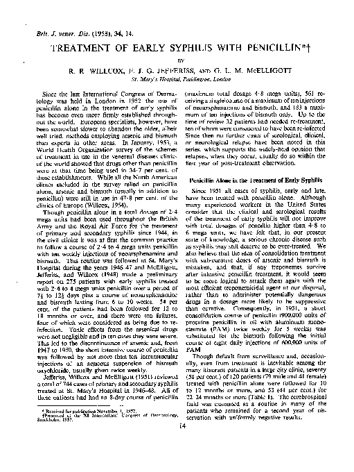 (PDF) Treatment of Early Syphilis with Penicillin