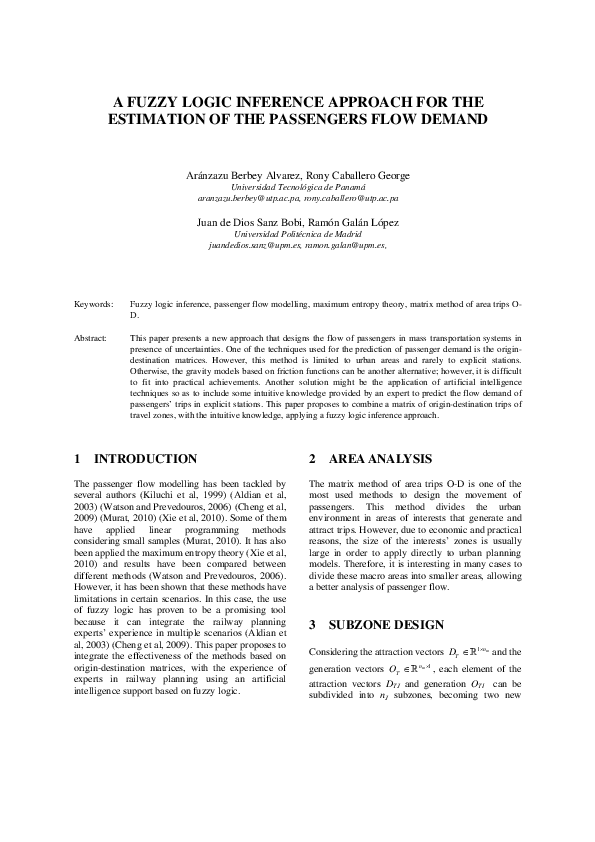 (PDF) Fuzzy Logic for Passenger Flow Estimation