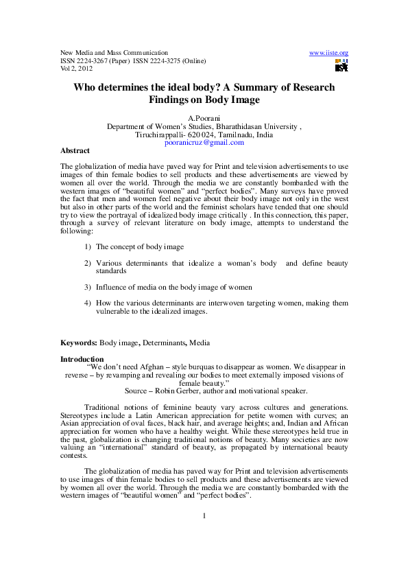 (PDF) Who determines the ideal body? A Summary of Research Findings on ...