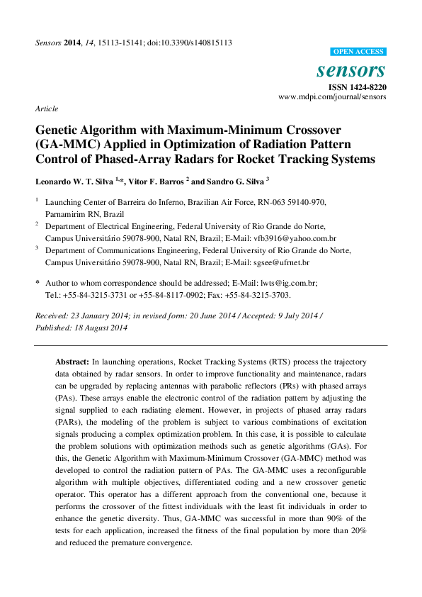 (PDF) Genetic algorithm with maximum-minimum crossover (GA-MMC) applied in optimization of ...