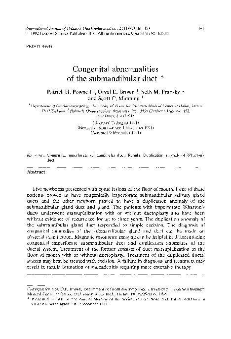 (PDF) Congenital abnormalities of the submandibular duct