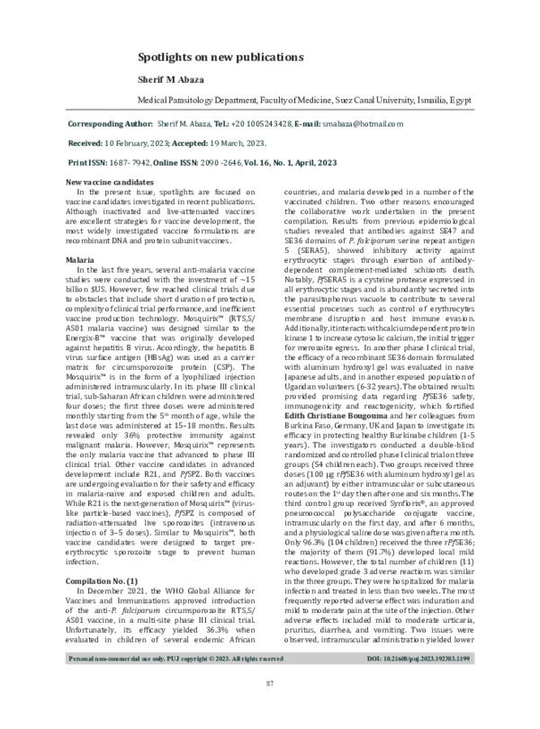 (PDF) Spotlights on new publications