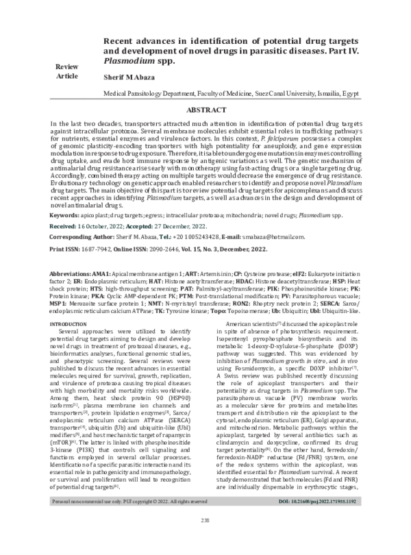 (PDF) Recent advances in identification of potential drug targets and ...