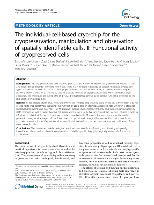 (PDF) The individual-cell-based cryo-chip for the cryopreservation ...