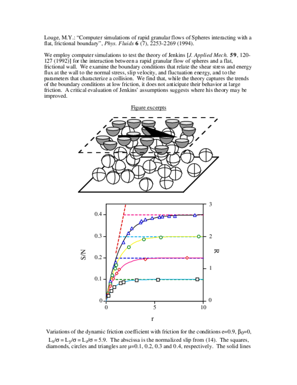 (PDF) Computer simulations of rapid granular flows of spheres interacting with a flat ...