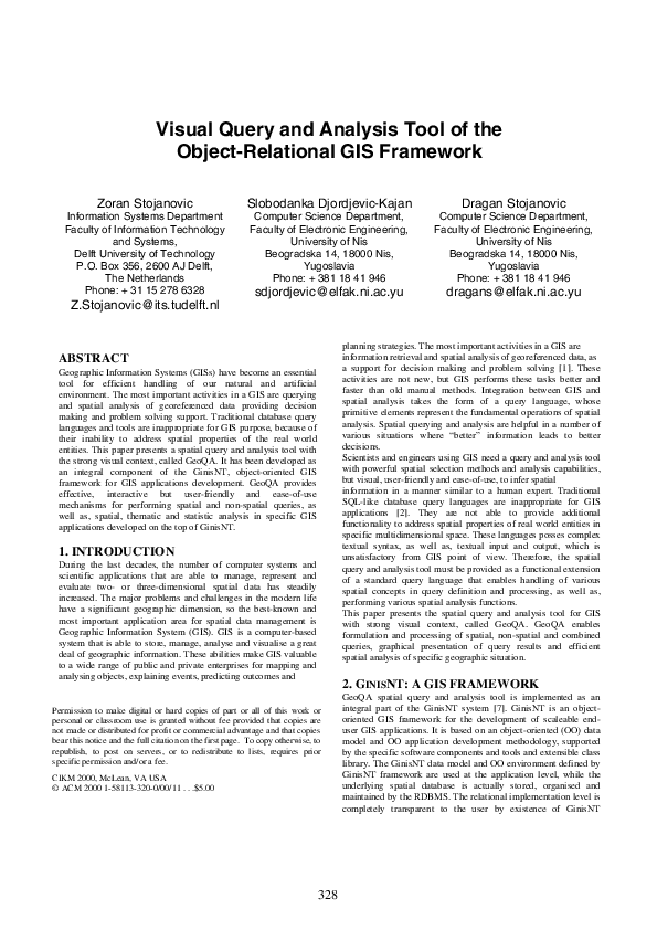 (PDF) Visual query and analysis tool of the object-relational GIS framework