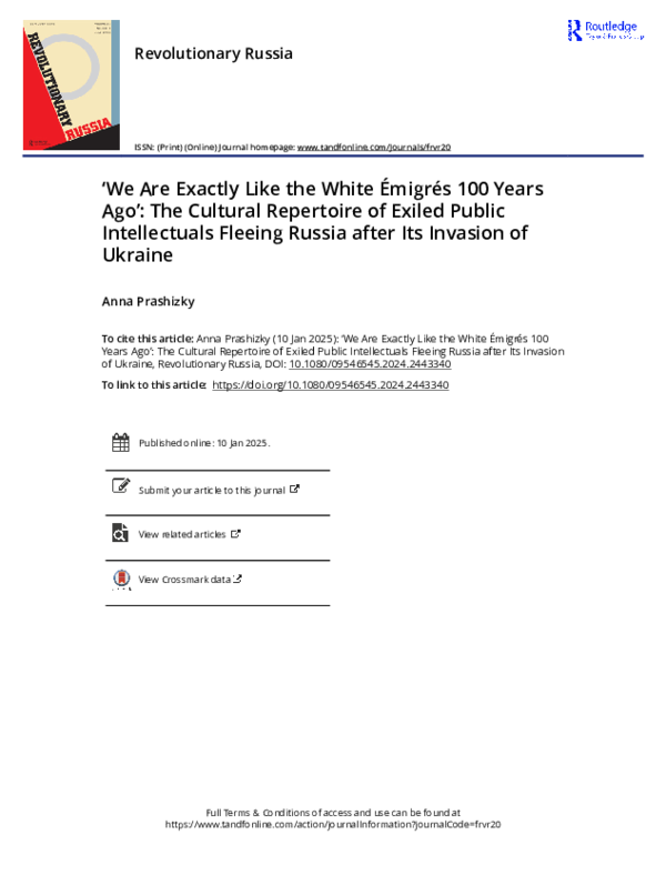 (PDF) ‘We Are Exactly Like the White Émigrés 100 Years Ago’: The ...