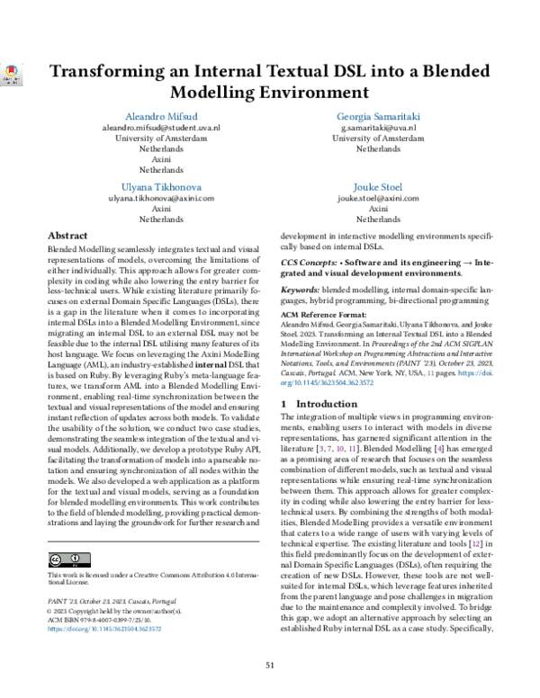 (PDF) Transforming Internal DSLs for Blended Modelling