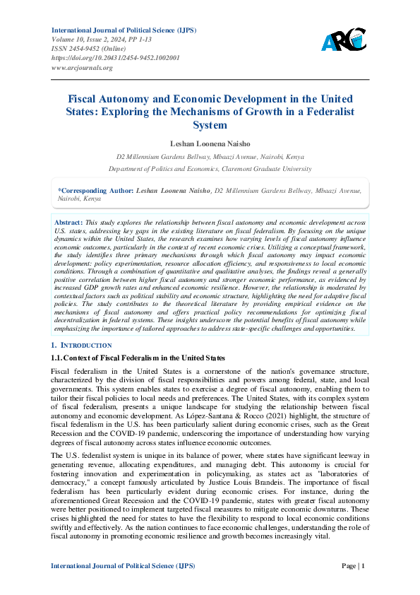 (PDF) Fiscal Autonomy and Economic Development in the United States ...