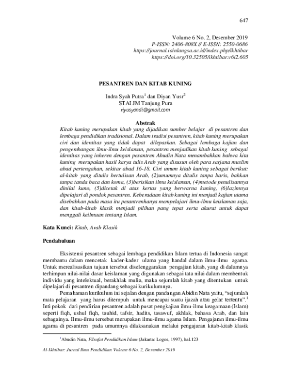 (PDF) Pesantren dan Kitab Kuning