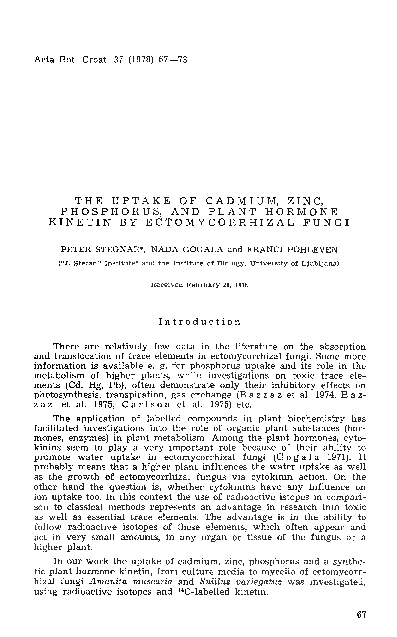 (PDF) Apsorpcija kadmija, cinka, fosfora i biljnog hormona kinetina u ...