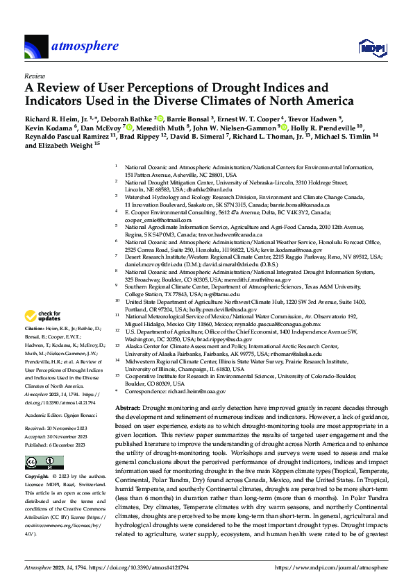 (PDF) A Review of User Perceptions of Drought Indices and Indicators Used in the Diverse ...