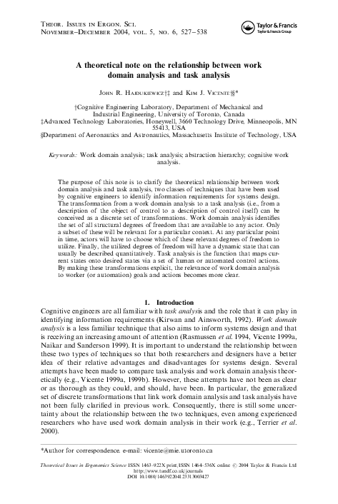 (PDF) A theoretical note on the relationship between work domain ...