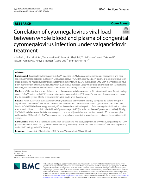 (PDF) Correlation of cytomegalovirus viral load between whole blood and ...