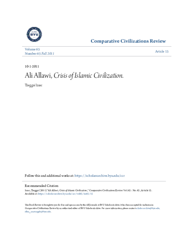 (PDF) Ali Allawi, Crisis of Islamic Civilization