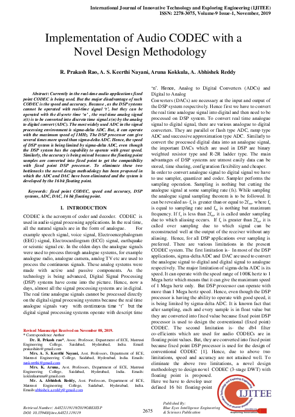 (PDF) Implementation of Audio CODEC with a Novel Design Methodology