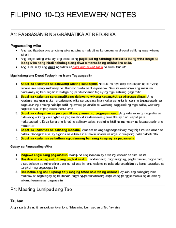 (PDF) FILIPINO 10-Q3 REVIEWER