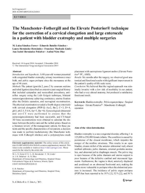 (PDF) The Manchester–Fothergill and the Elevate Posterior® technique ...