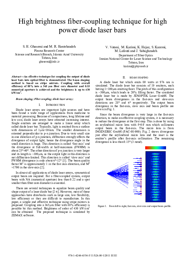 (PDF) High Efficiency Coupling for Diode Lasers