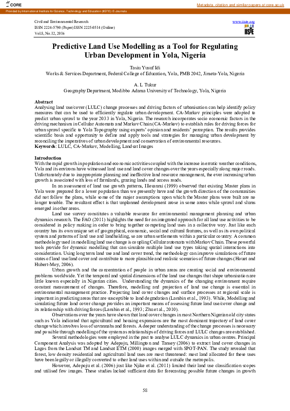 (PDF) Predictive Land Use Modelling as a Tool for Regulating Urban ...