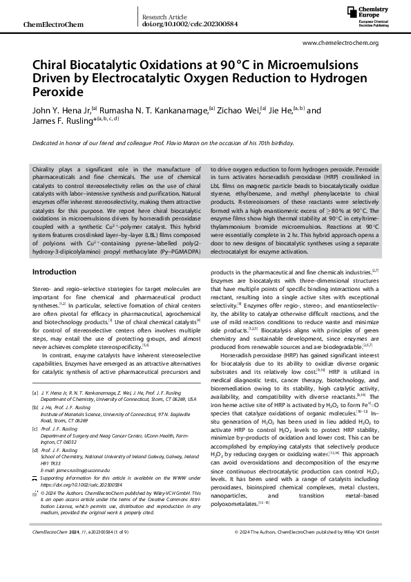 (PDF) ChiralBiocatalyticOxidationsat90°CinMicroemulsions Driven by Electrocatalytic Oxygen ...