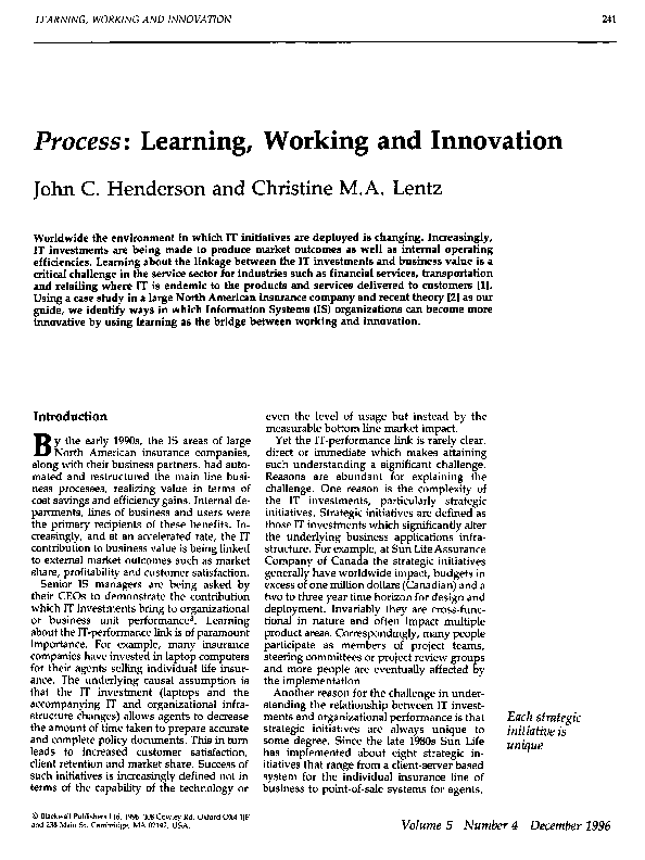 (PDF) Process: Learning, Working and Innovation