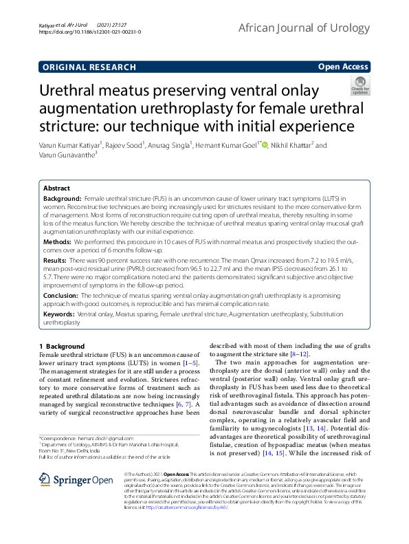 (PDF) Urethral meatus preserving ventral onlay augmentation ...