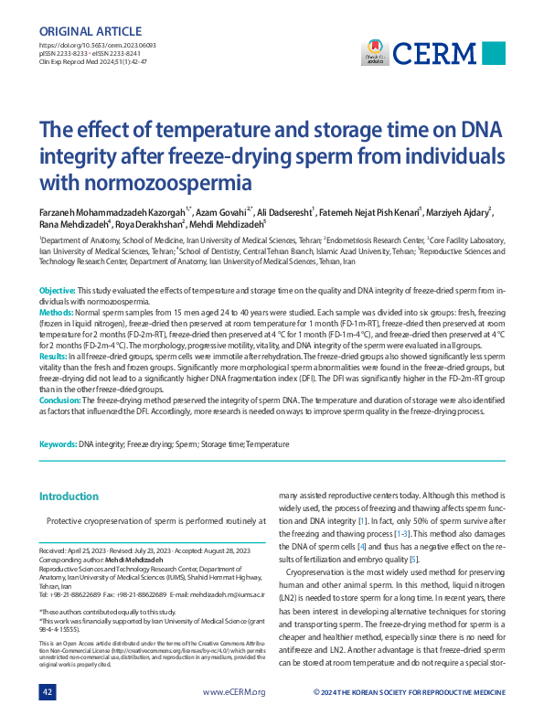 (PDF) The effect of temperature and storage time on DNA integrity after ...
