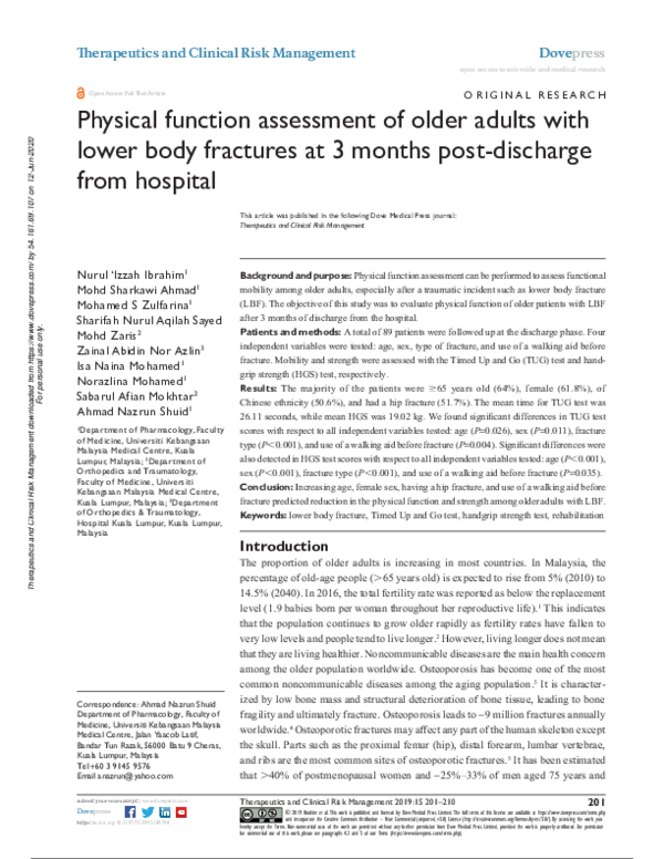 (PDF) Physical function assessment of older adults with lower body ...