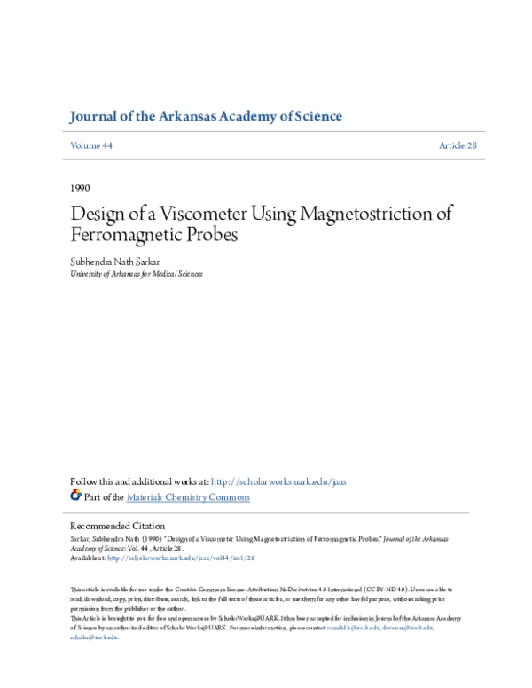 (PDF) Design of a Viscometer Using Magnetostriction of Ferromagnetic Probes