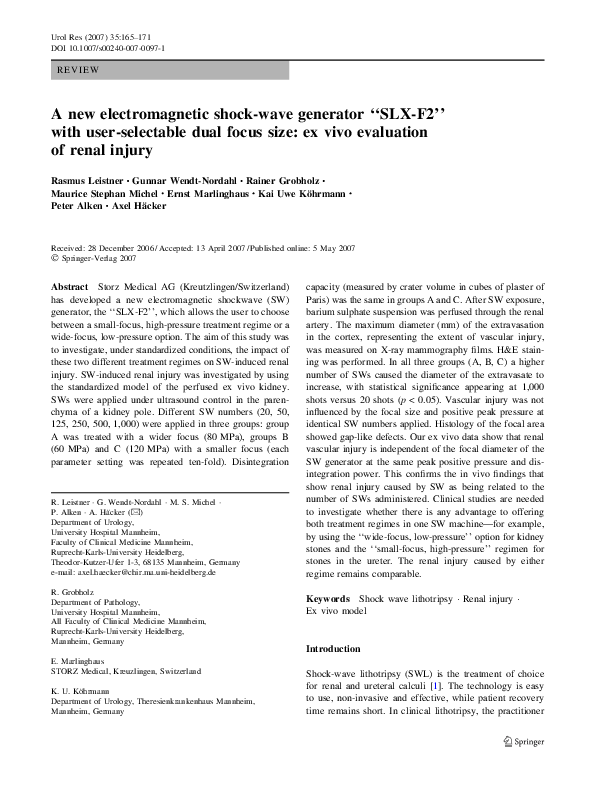 (PDF) A new electromagnetic shock-wave generator “SLX-F2” with user ...