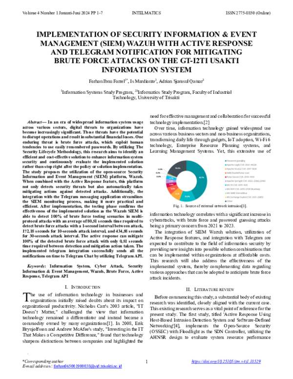 (PDF) IMPLEMENTATION OF SECURITY INFORMATION & EVENT MANAGEMENT (SIEM) WAZUH WITH ACTIVE ...