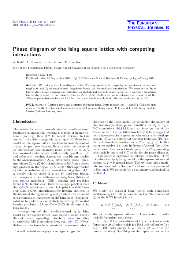 (PDF) Phase diagram of the Ising square lattice with competing interactions