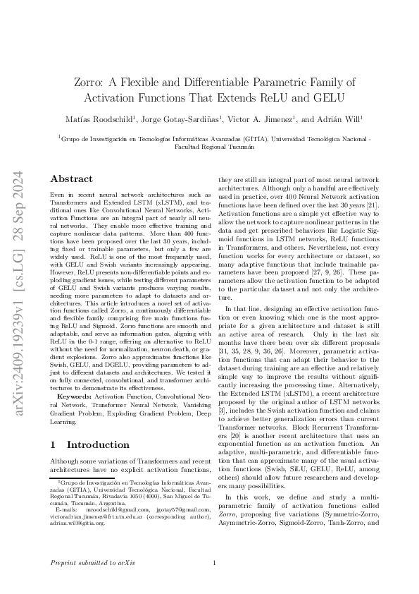 (PDF) Zorro: A Flexible and Differentiable Parametric Family of Activation Functions That ...