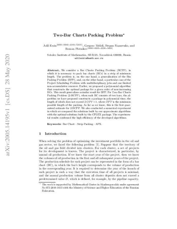 (PDF) Two-Bar Charts Packing Problem