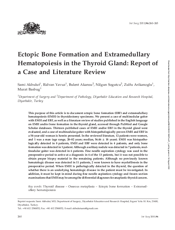 (PDF) Ectopic Bone Formation and Extramedullary Hematopoiesis in the ...
