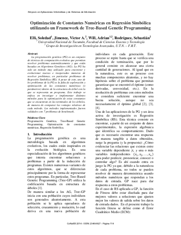 (PDF) Optimización de Constantes Numéricas en Regresión Simbólica ...