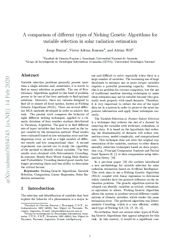 (PDF) A comparison of different types of Niching Genetic Algorithms for variable selection in ...