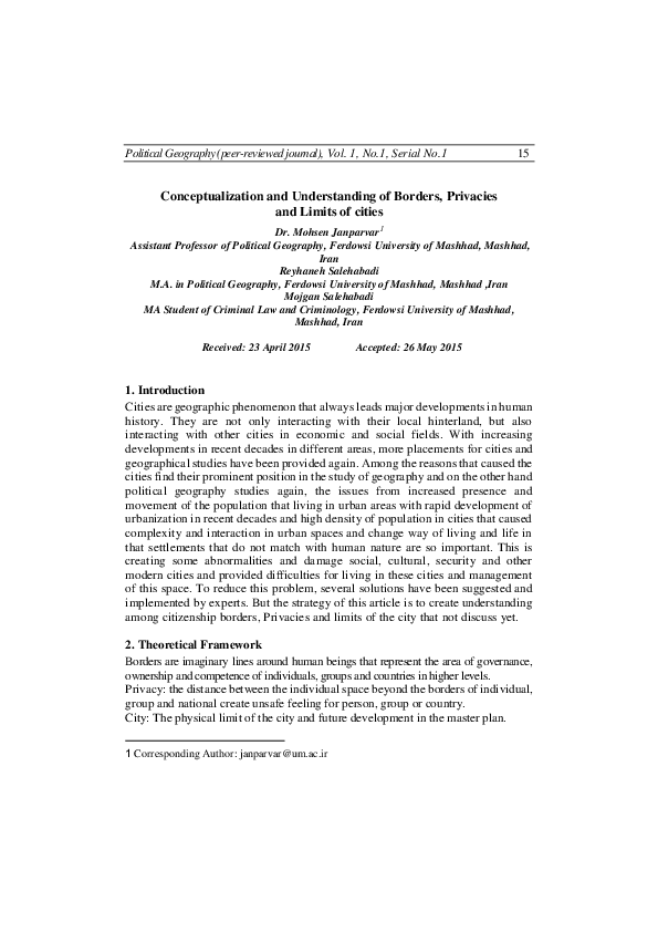 (PDF) Conceptualization and Understanding of Borders, Privacies and ...