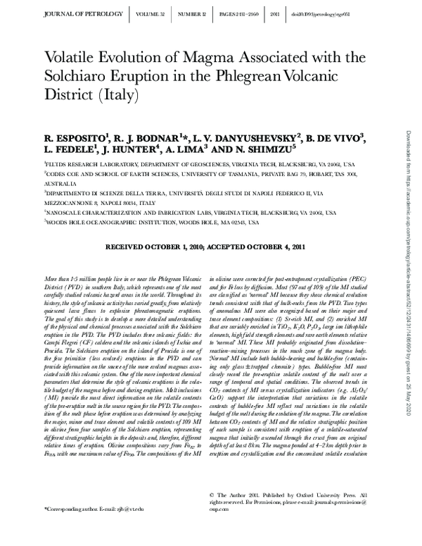 (PDF) Volatile Evolution of Magma Associated with the Solchiaro ...