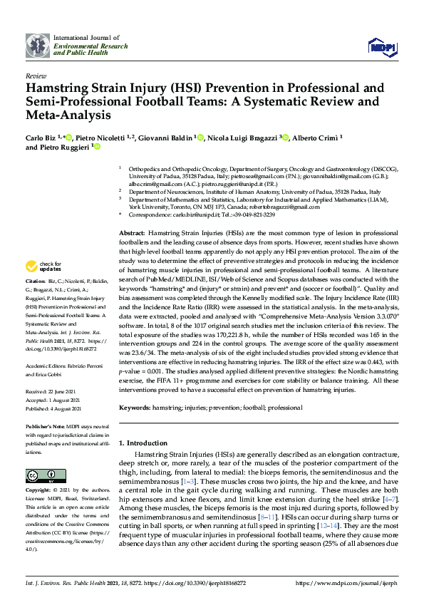 (PDF) Hamstring Strain Injury (HSI) Prevention in Professional and Semi ...