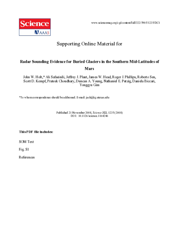 (PDF) Radar Sounding Evidence for Buried Glaciers in the Southern Mid ...
