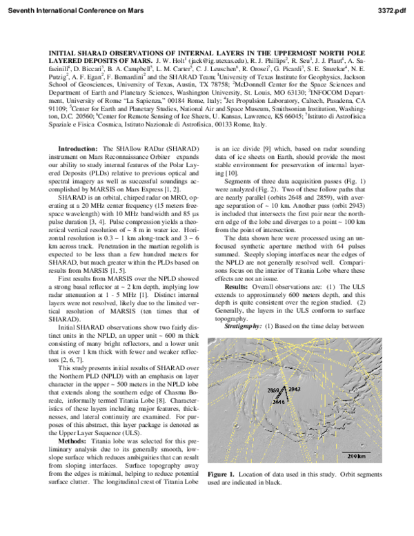 (PDF) Initial SHARAD Observations of Internal Layers in the Uppermost ...