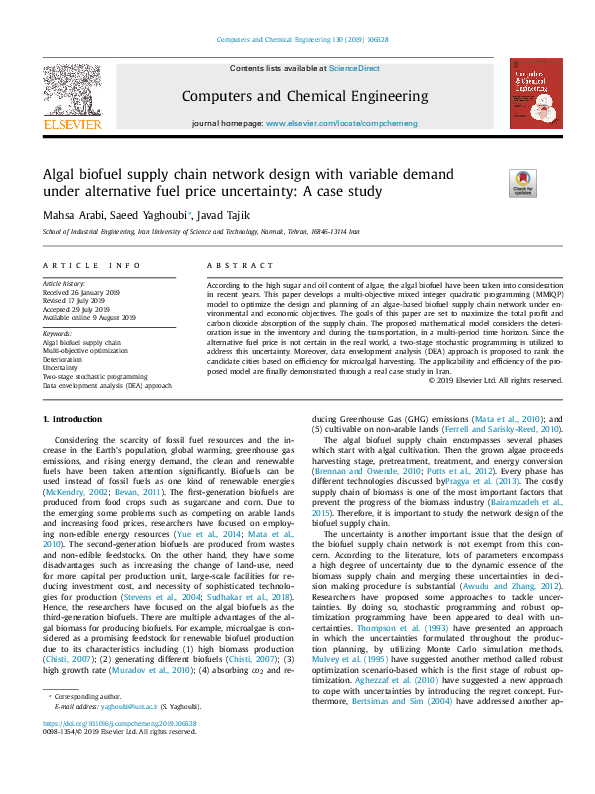 (PDF) Algal biofuel supply chain network design with variable demand under alternative fuel ...