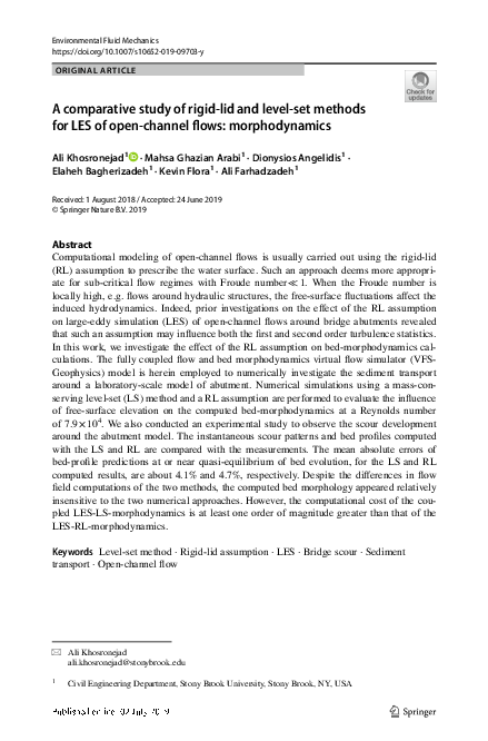 (PDF) A comparative study of rigid-lid and level-set methods for LES of open-channel flows ...