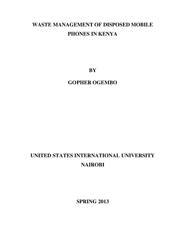(PDF) Waste Management of Disposed Mobile Phones in Kenya