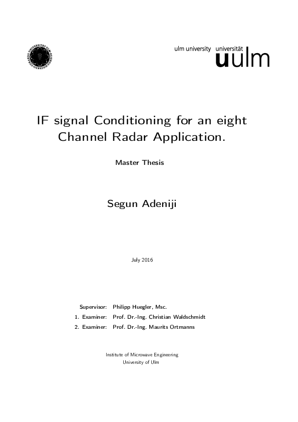 (PDF) IF signal Conditioning for an eight channel radar