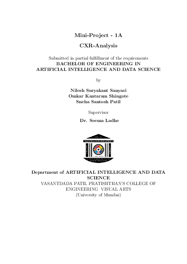 (PDF) Mini Project 1A CXR Analysis