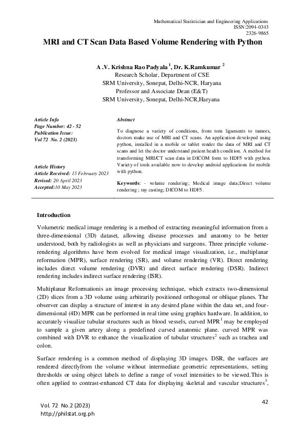 (PDF) MRI and CT Scan Data Based Volume Rendering with Python
